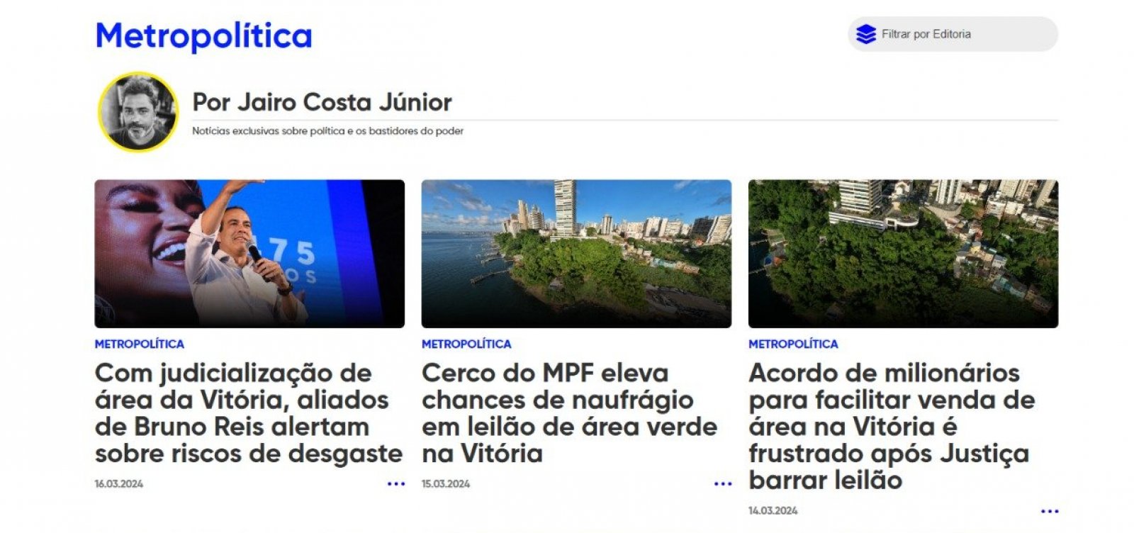 Sob o comando de Jairo Costa Jr., nova coluna da Metropole traz ...