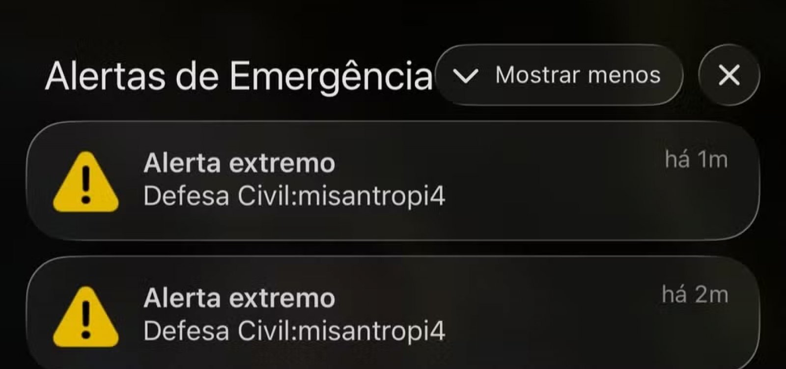 Disparos falsos não seguiram padrão do "Defesa Civil Alerta" - Metro 1